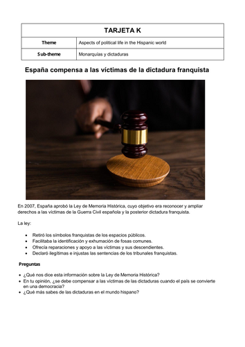 AQA A-Level Spanish: Speaking cards for all 12 themes | Teaching Resources