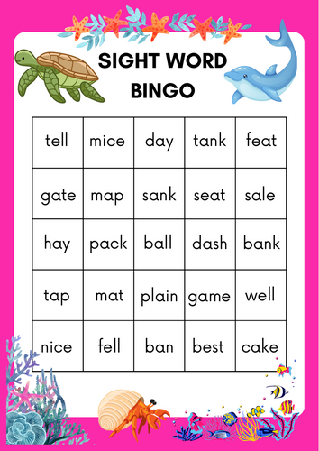 Sea Life Sight Word Bingo Set 1 | Teaching Resources