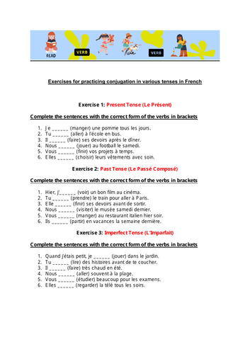 French Mixed Verbs And Translation Worksheet For GCSE | Teaching Resources