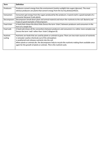 GCSE Geography: Ecosystems, biomes / global eocsystems SoW. AQA EDEXCEL ...