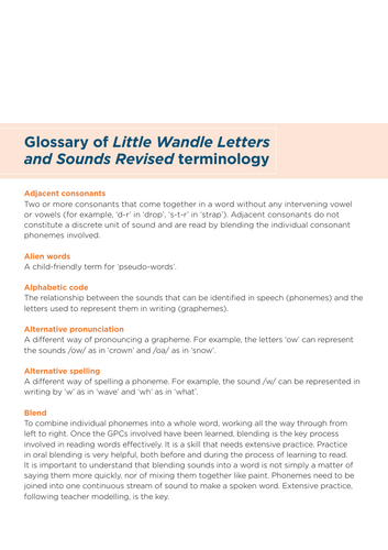 Little Wandle Letters and Sounds Revised terminology (Reading Guide ...