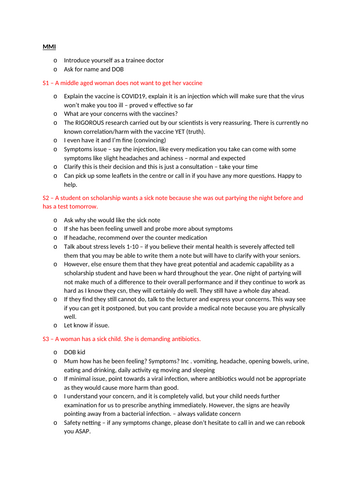 12 Common Medicine MMI Scenarios (With Cues) | Teaching Resources