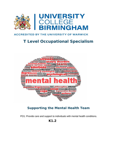 T Level Supporting The Mental Health Team K1.2 | Teaching Resources