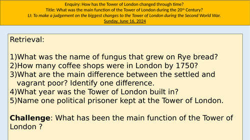 Tower of London - OCR Site Study - 20th Century | Teaching Resources