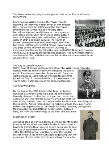 Tower of London - OCR Site Study - 20th Century | Teaching Resources