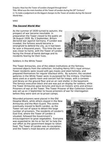 Tower of London - OCR Site Study - 20th Century | Teaching Resources