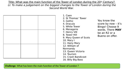 Tower of London - OCR Site Study - 20th Century | Teaching Resources