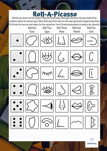 Roll-A-Picasso Art Activity Worksheet | Teaching Resources