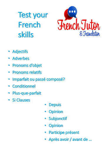 French Grammar Revision worksheet - KS4 | Teaching Resources