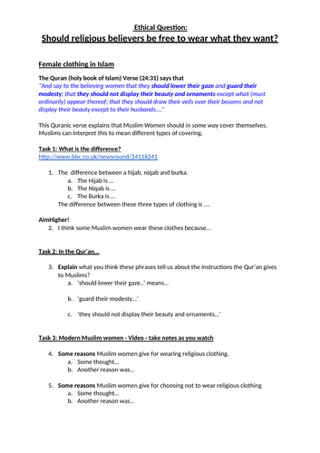 Lesson 3: Religious Clothing | Teaching Resources