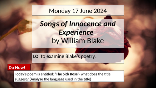 William Blake: Eduqas A-Level Poetry | Teaching Resources
