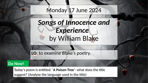 William Blake: Eduqas A-Level Poetry | Teaching Resources