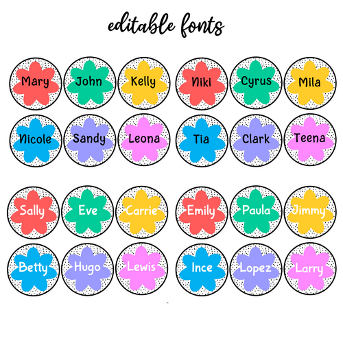Printable Bright Student Name Labels, Round Name Cards, Book Bin Labels ...