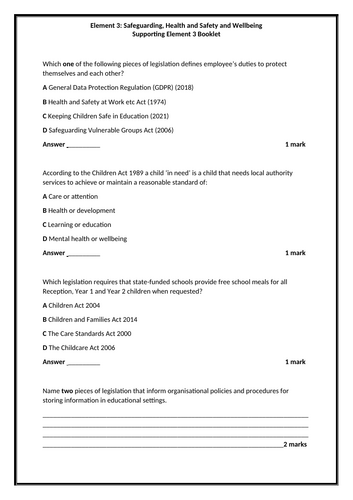 Element 3 - Education & Early Years T Level | Teaching Resources
