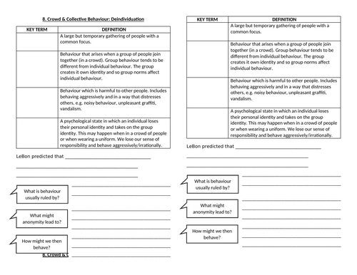 AQA GCSE Psychology: Paper 2 - SOCIAL INFLUENCE BUNDLE | Teaching Resources