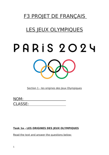 Olympic Games 2024 - Les Jeux Olympiques French | Teaching Resources