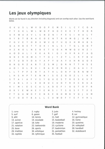 Les Jeux Olympiques Paris 2024 wordsearch | Teaching Resources