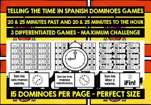 SPANISH TELLING THE TIME DOMINOES #3 | Teaching Resources
