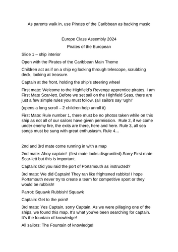 Pirate themed year 3/4 curriculum class assembly | Teaching Resources