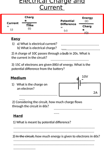 GCSE Electricity Lesson 1- Charge and Current | Teaching Resources