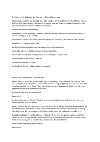 The Story of Wendy buying the Cherries – told ten different ways ...