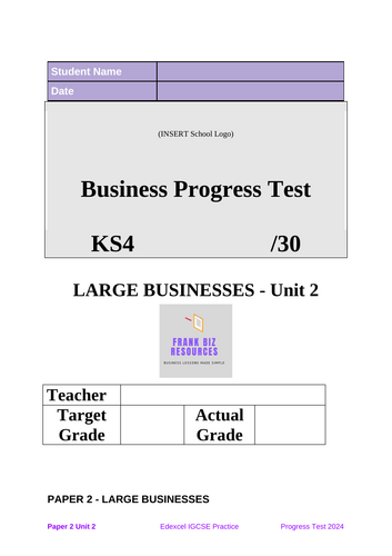 Paper 2 U2 IGCSE Edexcel Progress Test | Teaching Resources