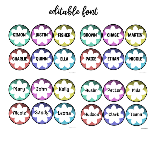 Printable Student Name Labels, Round Name Cards, Editable Name Signs ...