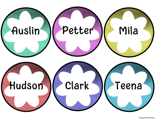 Printable Student Name Labels, Round Name Cards, Editable Name Signs ...