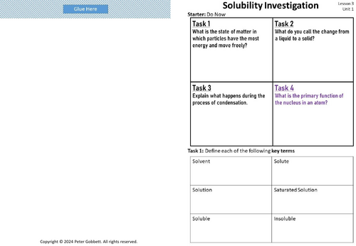 Solubility Investigation Lesson - Alchemist Emporium | Teaching Resources