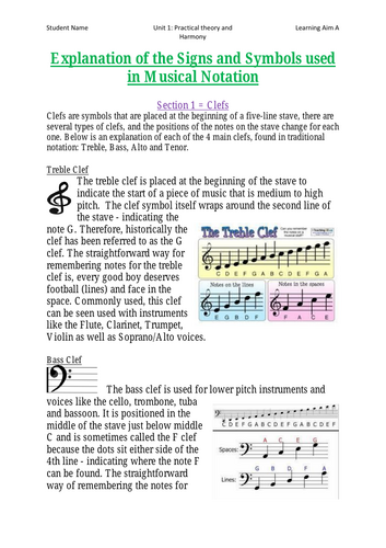 BTEC Level 3 Music Performance Unit 1: Practical Music Theory and Harmony LAA,LAB, LAC ...