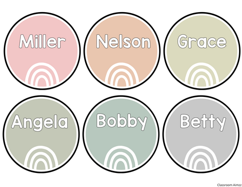 Printable Boho Rainbow Student Name Labels, Circle Rainbow Classroom ...