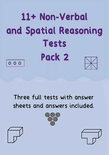 11+ Non-Verbal and Spatial Reasoning Tests Pack 2 | Teaching Resources