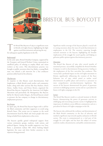 Bristol Bus Boycott - Black History | Teaching Resources