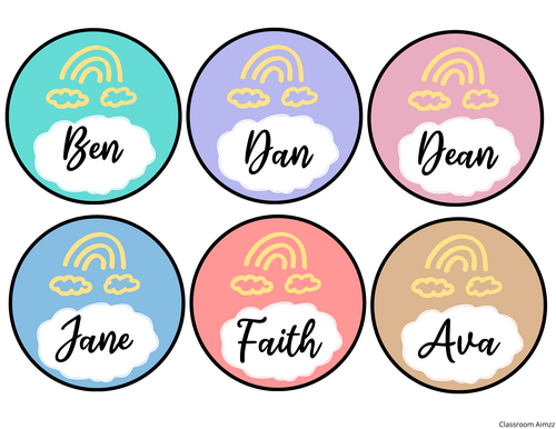 Printable Colorful Rainbow Student Name Labels, Rainbow Classroom ...