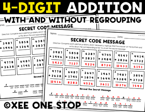 4-Digit Addition With and Without Regrouping | Teaching Resources