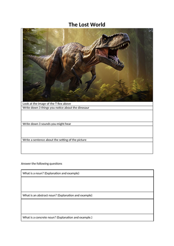 English GCSE KS3 / KS4 The Lost World Crichton dinosaur text Fiction ...