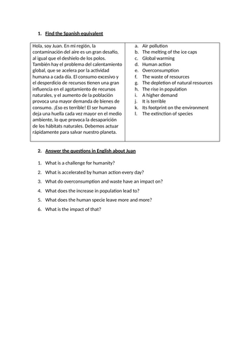 09.GCSE SPANISH : Problemas medioambientales y soluciones - PART 1 ...