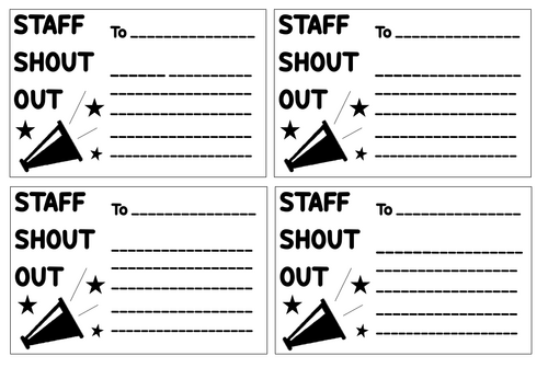 Staff Shout Out Wellbeing Cards PDF | Teaching Resources