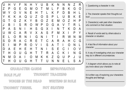 Drama cover wordsearches. | Teaching Resources