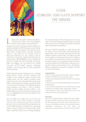 Intersectional Activism - Lesbians, Gays and Miners of the 1980s ...