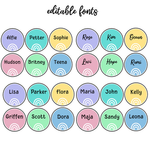 Printable Bright Rainbow Student Name Tags, Round Dots Name Labels ...