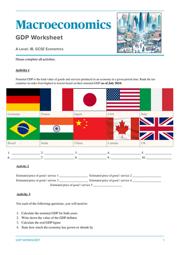 Economic Growth / GDP PPT AND Worksheet | Teaching Resources