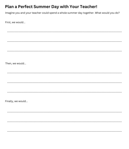 What should my teacher do this summer - what will my teacher do this ...