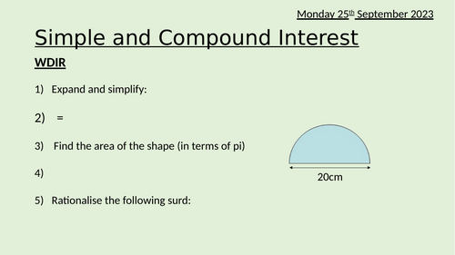 Percentages - simple and compound interest | Teaching Resources