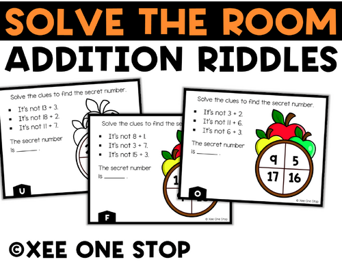 Addition to 20 Riddles Review Escape the Room | Teaching Resources
