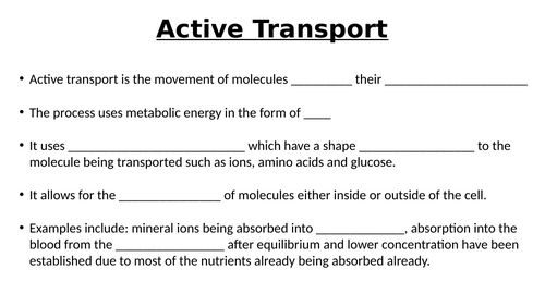 A-Level AQA Biology - Active Transport and Co-transport | Teaching ...