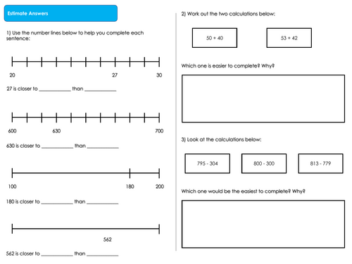 Year 3 Addition and Subtraction - Estimate Answers Lesson | Teaching ...