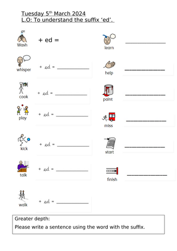 Suffix 'ed' | Teaching Resources