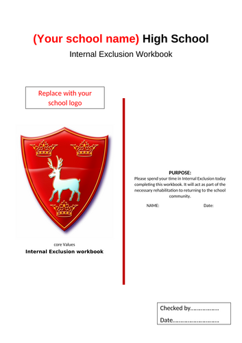 Internal Exclusion Workbook 1. School Core Values (adapted for KS3 ...