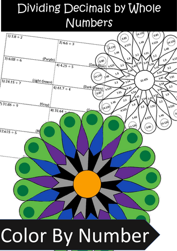 Dividing Decimals by Whole Numbers - Colour by number activity ...